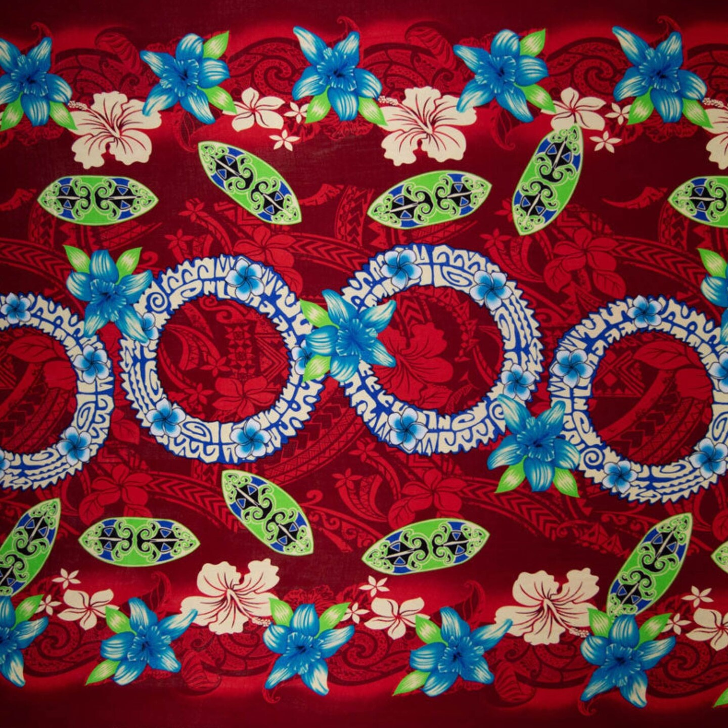 1 Yard Rings of Polynesia Rayon Fabric 45" Wide, 100% Rayon, Color: Red ...