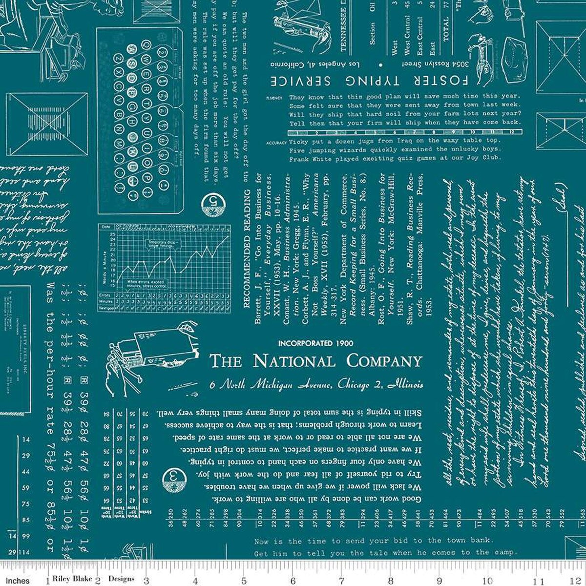 Fabric Riley Blake Lori Holt Lagoon TYPE/ography by the Quarter Yard ...