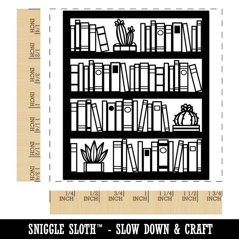 Bookcase of Books Square Rubber Stamp for Stamping Crafting, Size: 1 ...