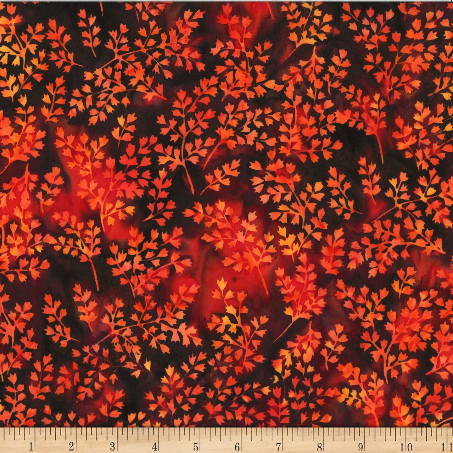 Fabric Hoffman Volcano Winter Leafy Ruby Red Bali Batiks by the Quarter ...