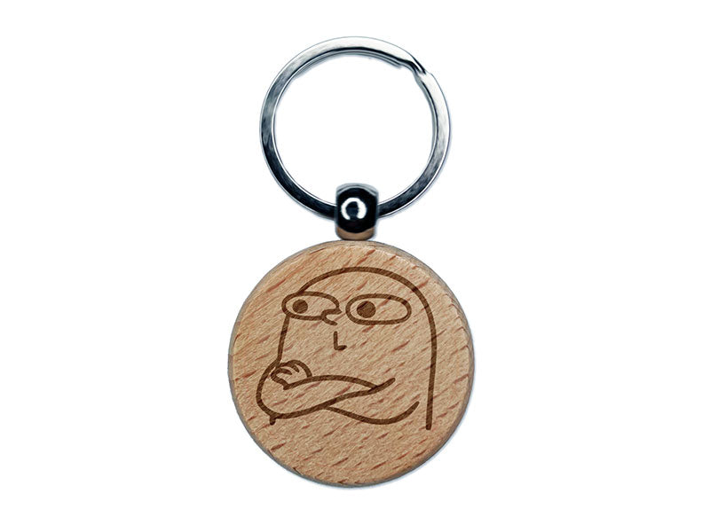 Speechless Emote Reaction Arms Crossed Funny Engraved Wood Round ...
