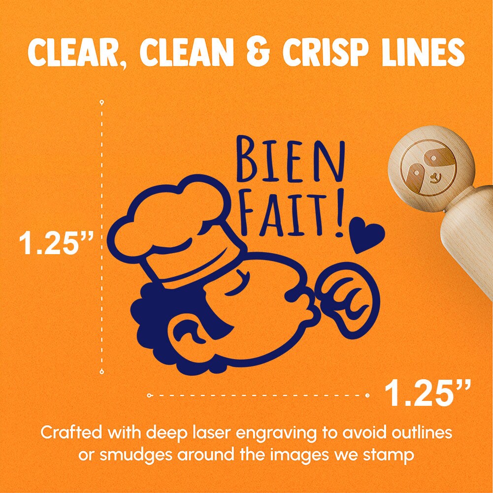 Bien Fait Well Done Chef's Kiss Compliment Cook Perfect Rubber Stamp ...