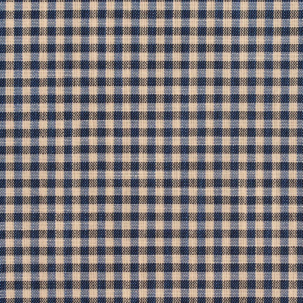 Blue Check Small Scale Linen Look Woven Pattern Upholstery Fabric by ...