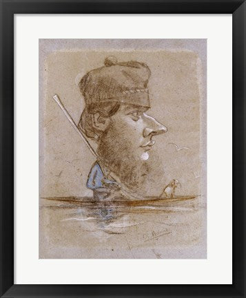 Framed Art A Hunter and his Dog on a Boat, c.1858-59 by Claude Monet ...