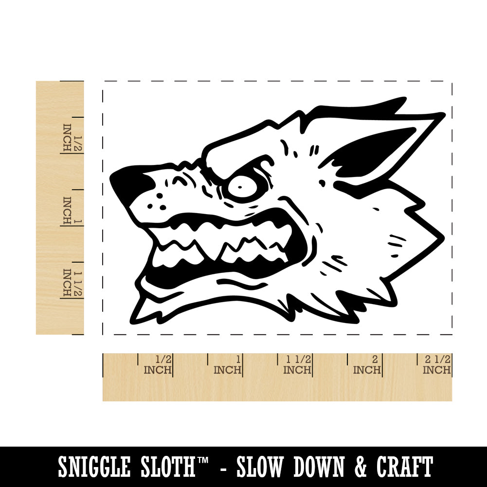 Snarling Angry Wolf Head Rectangle Rubber Stamp for Stamping Crafting ...