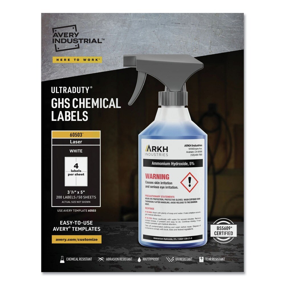 Avery UltraDuty 3.5 in. x 5 in. GHS Chemical Waterproof and UV ...