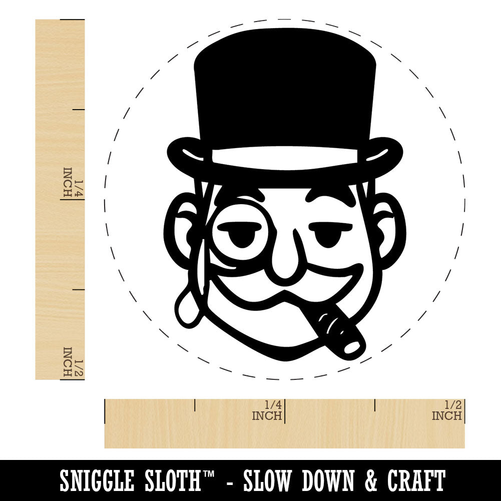 Rich Man Top Hat Mustache Tycoon Cigar Self-Inking Rubber Stamp for ...