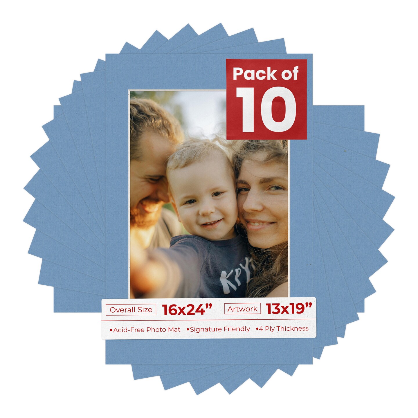 Brittany Blue Mat Board for 16x24 Frames - Fits 13x19 Photos, Color ...