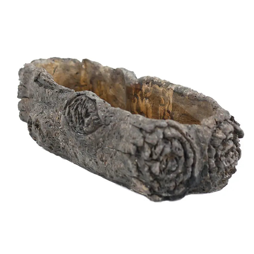 Grey Cement Log Planter Decorative Indoor Outdoor Plant Pot, Size ...