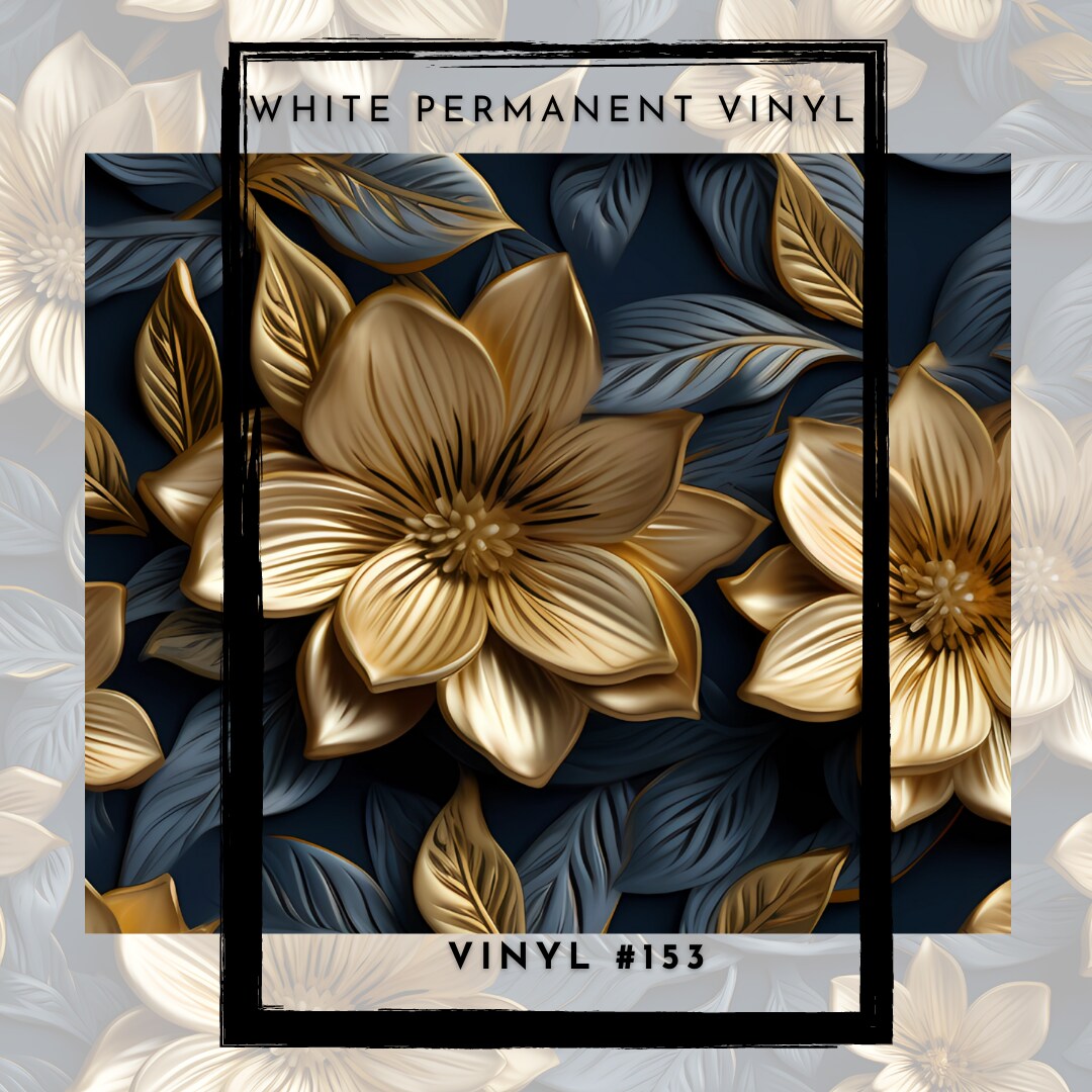 #153 3D Flowers Gold Navy 12x12 Pattern Vinyl | Michaels