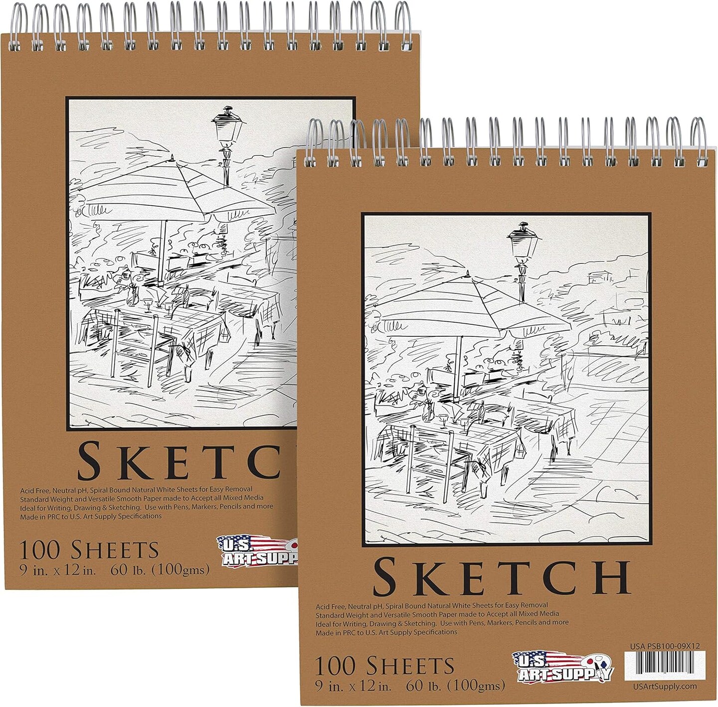 2 Pack Top Spiral Bound Sketch Book - 100 Sheets Each (9"x12") | Michaels