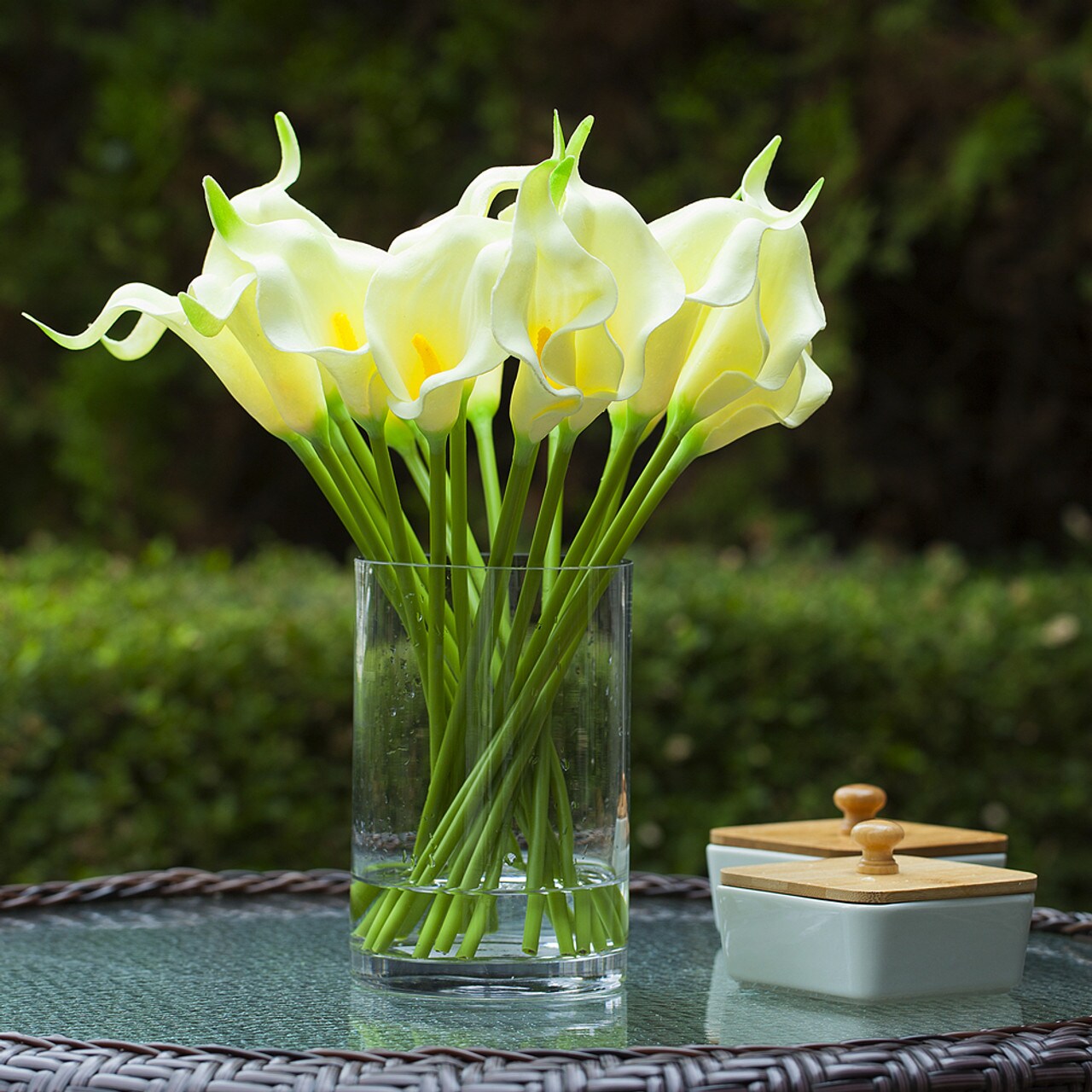 20 Pieces Real Touch Lilies Artificial Flowers in Glass Vase Faux Calla Lily Floral Arrangement with Vase for Home Decor Indoor MakerPlace by Michaels