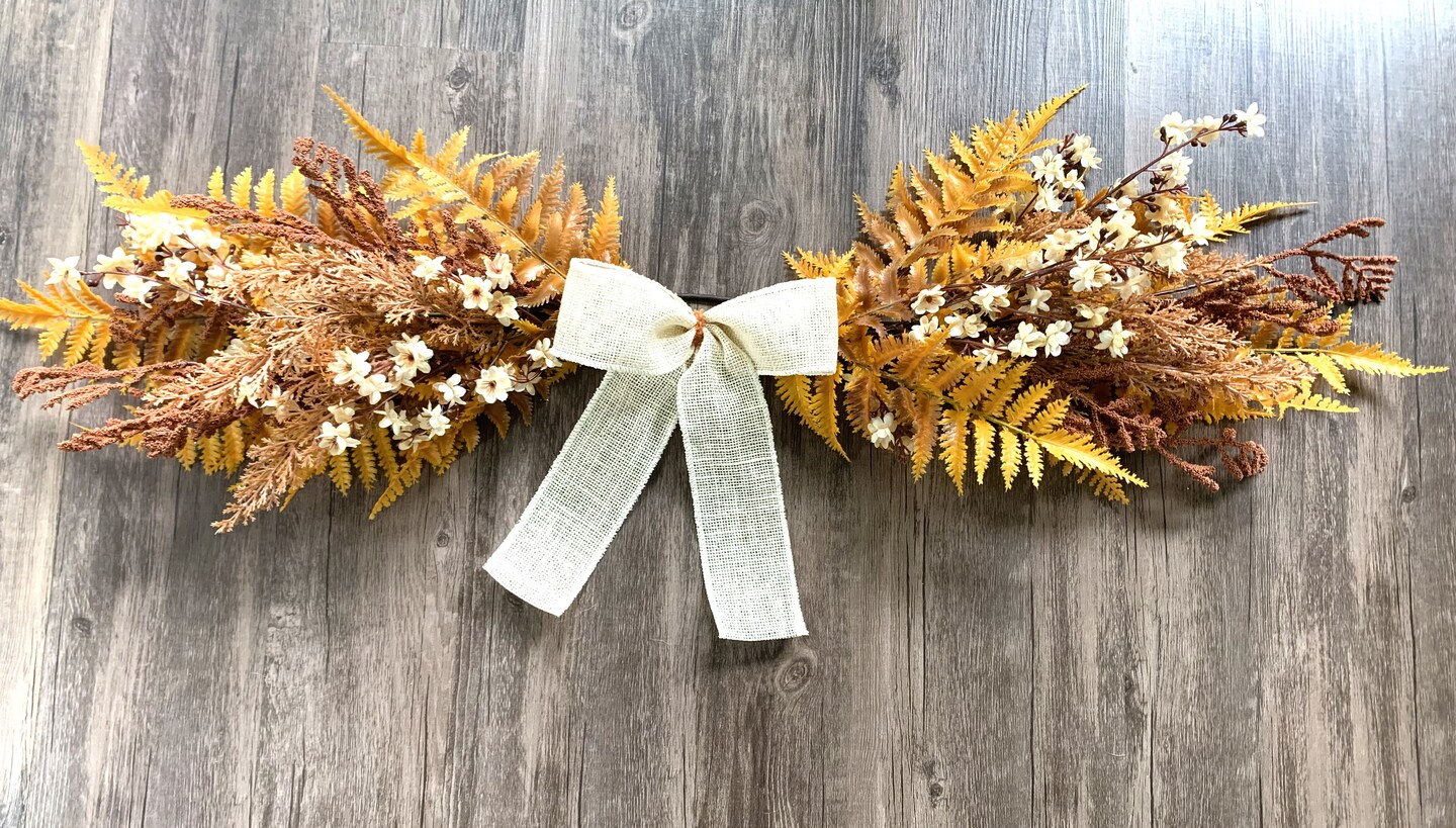 Fall Farmhouse Fern Swag, Boho Wall Swag, Autumn Decor, Fall ...