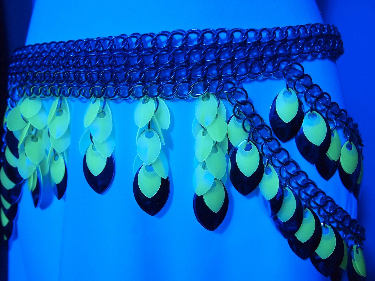 Glowing Chainmail Dance Belt | Draped Silver Chain Belt Lined with ...