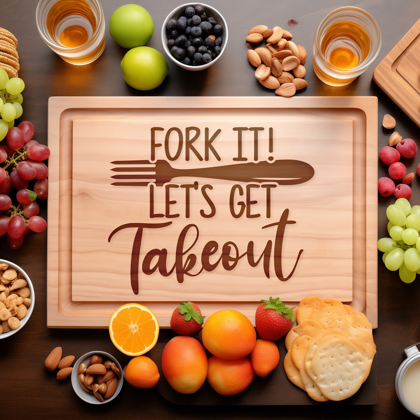 Funny Engraved Cutting Board, Aesthetic Kitchen Decor, Fork it Lets Get ...