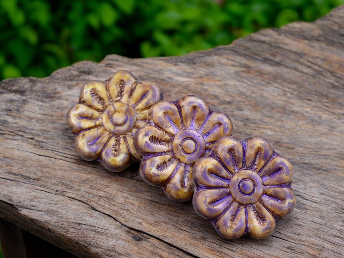 *6* 18mm Purple Washed Alabaster Picasso Daisy Flower Beads | Michaels