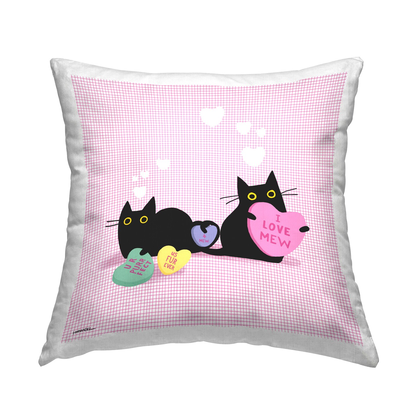 Cats & Valentine Hearts Decorative Printed Throw Pillow Design by Leeza ...