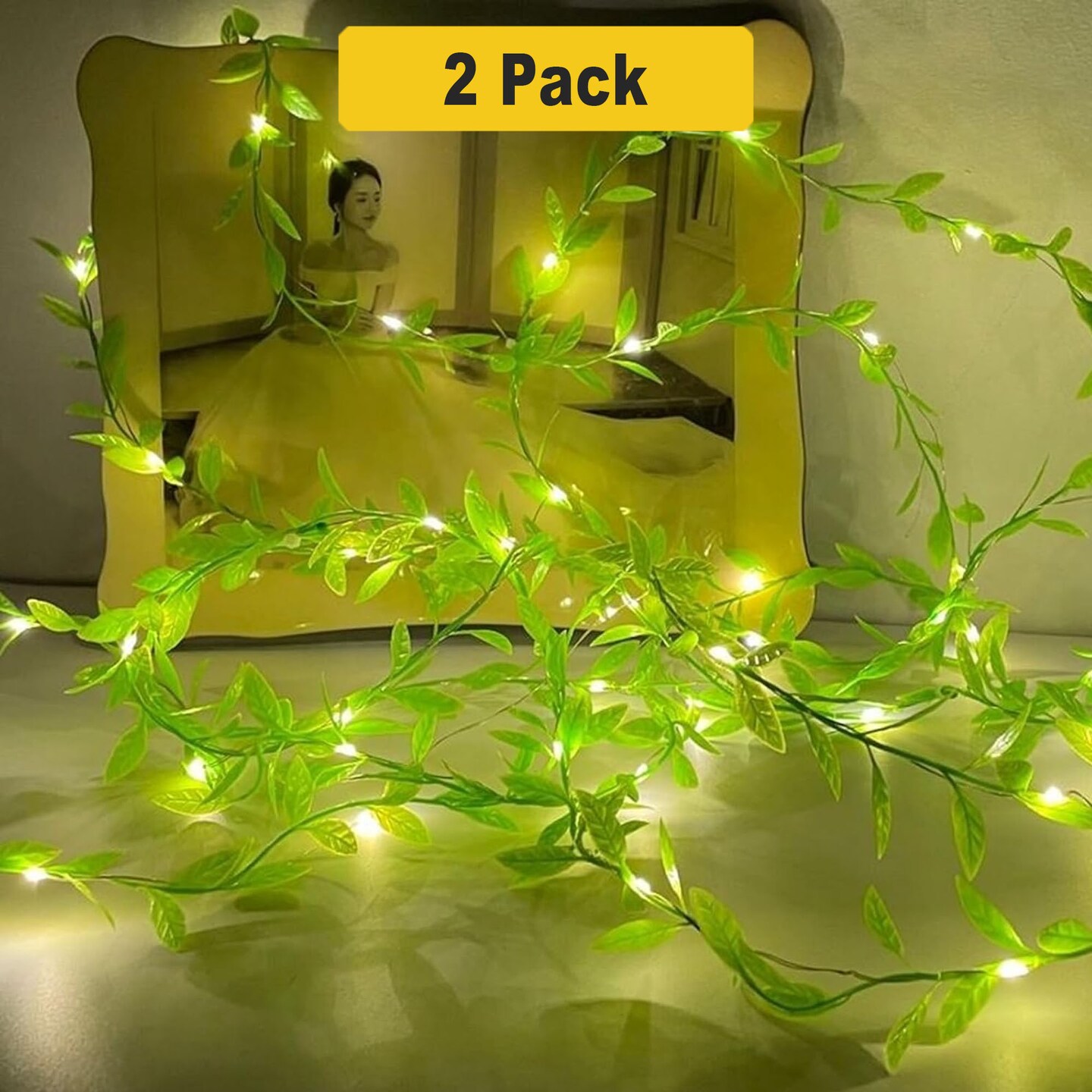 96 LED Green Leaf Vine Fairy Light Curtain For Christmas | Michaels