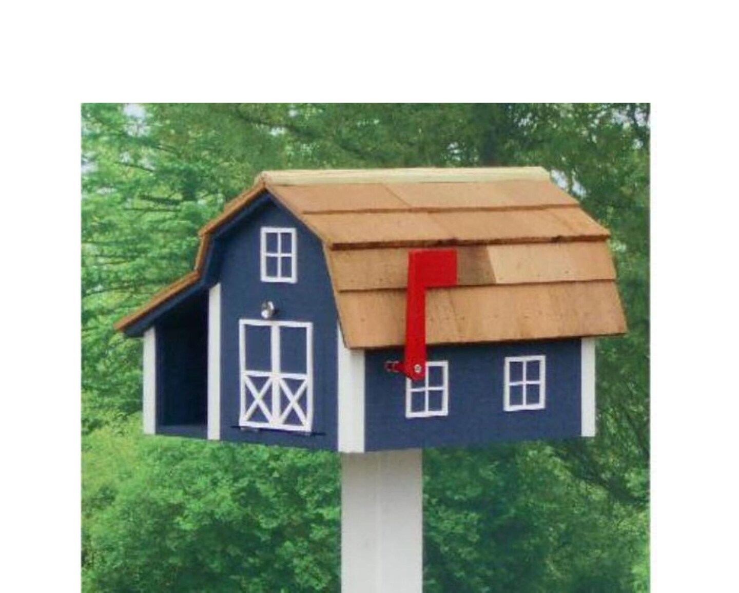 Amish Mailbox Combo Painted Mailbox Cedar Roof With Newspaper ...