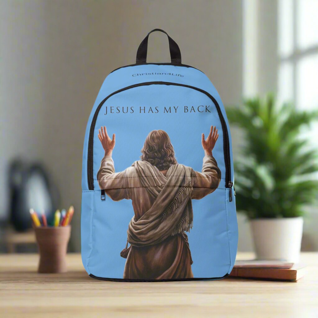 "Jesus Has My Back" Christian Backpack (Light Blue or Dark Blue ...