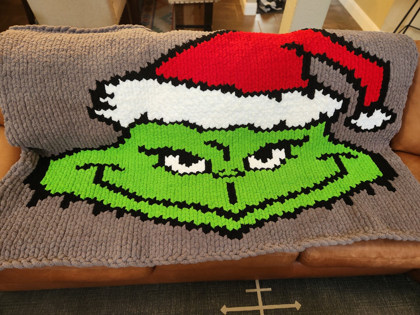 Grinch Blanket, Grinch, Grinchmas, Christmas Blanket, Christmas Throw, Christmas Gift, hand knit ...