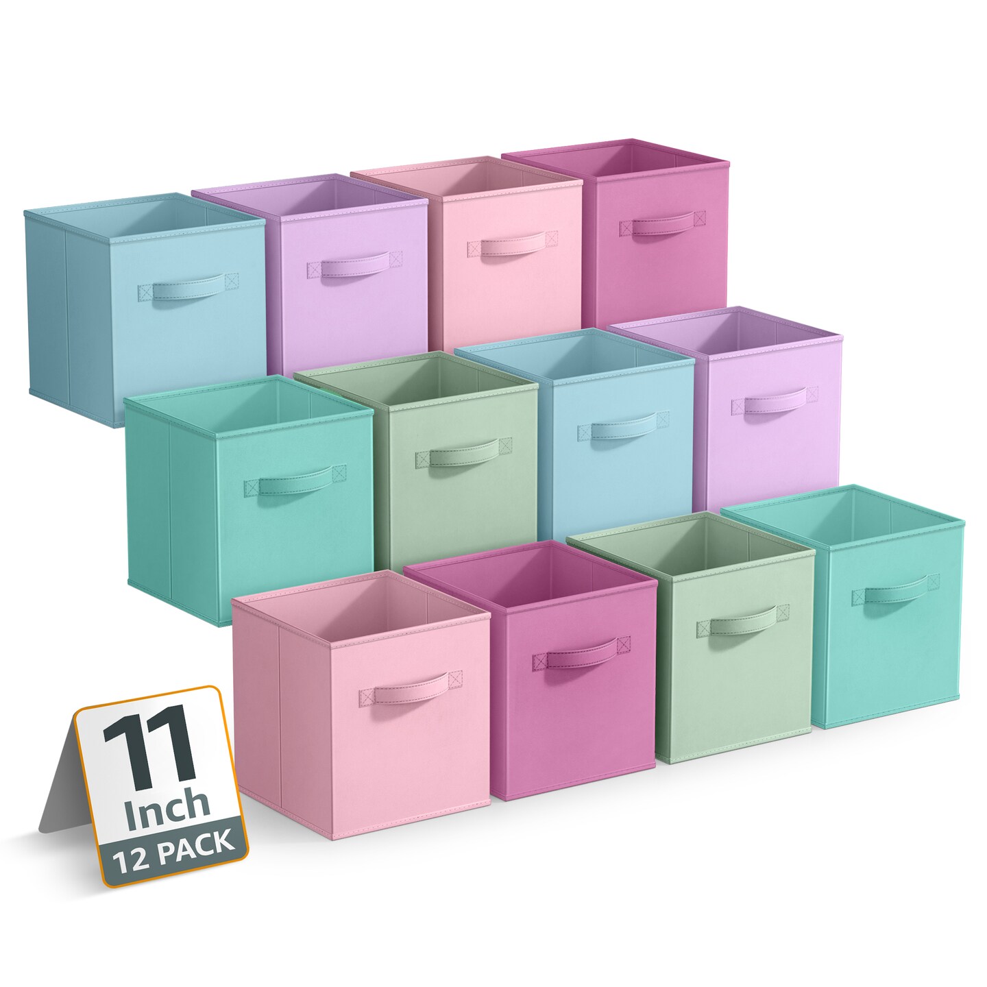 Sorbus 12 Pack Storage Bins - 11" Sturdy Collapsible Fabric Storage ...
