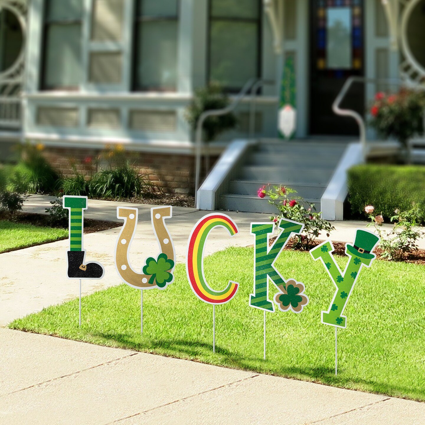 Set of 5 St. Patrick's Metal "Lucky" Yard Stake | Michaels