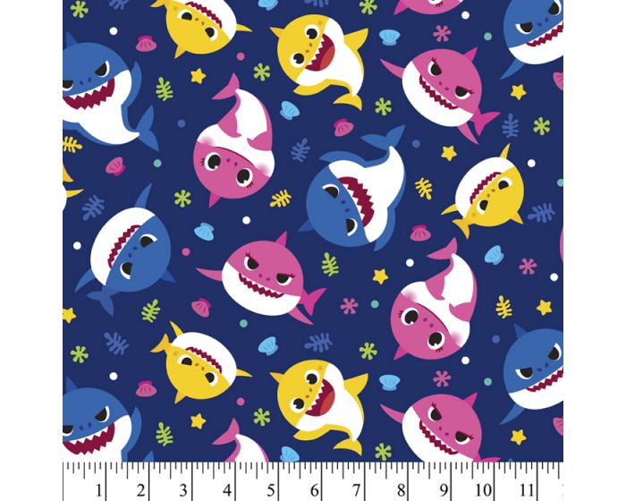 Baby Shark Gang Cotton Fabric | By the Yard | Sewing and Crafting | 44 ...