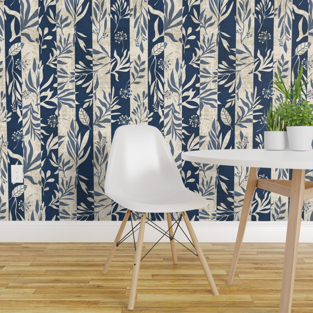 Plant Leaves Custom Pre-pasted Wallpaper by Spoonflower Pre-Pasted ...