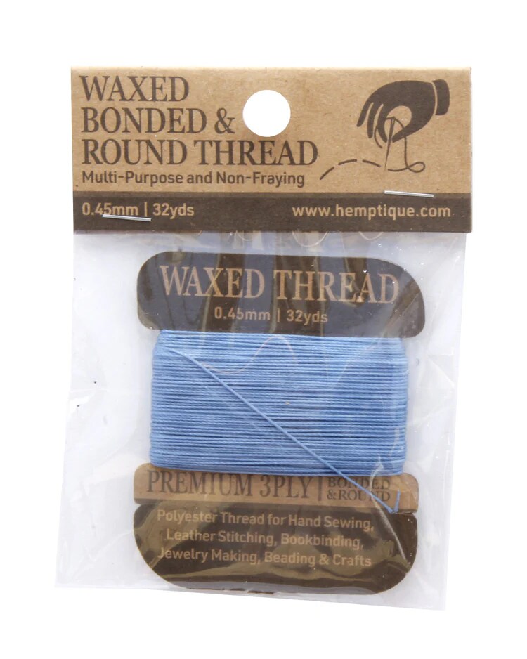 Hemptique Multi-Purpose 0.45mm Waxed Bonded & Round Poly Thread Card ...
