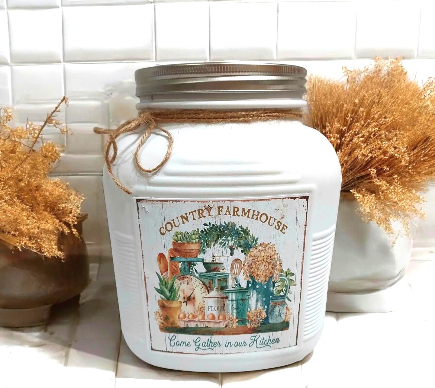 Vintage Style Fall Candy, Treat, Cookie Jar, Modern Farmhouse, Rustic ...