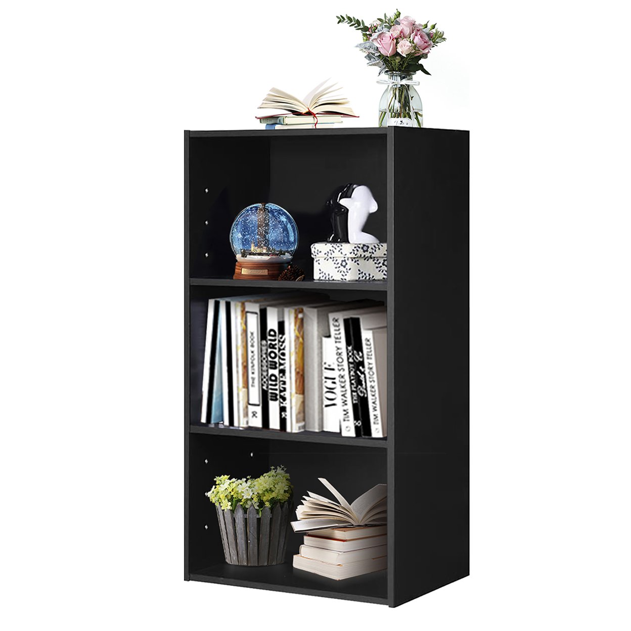 3 Open Shelf Bookcase Modern Multi-Functional Storage Display Cabinet ...