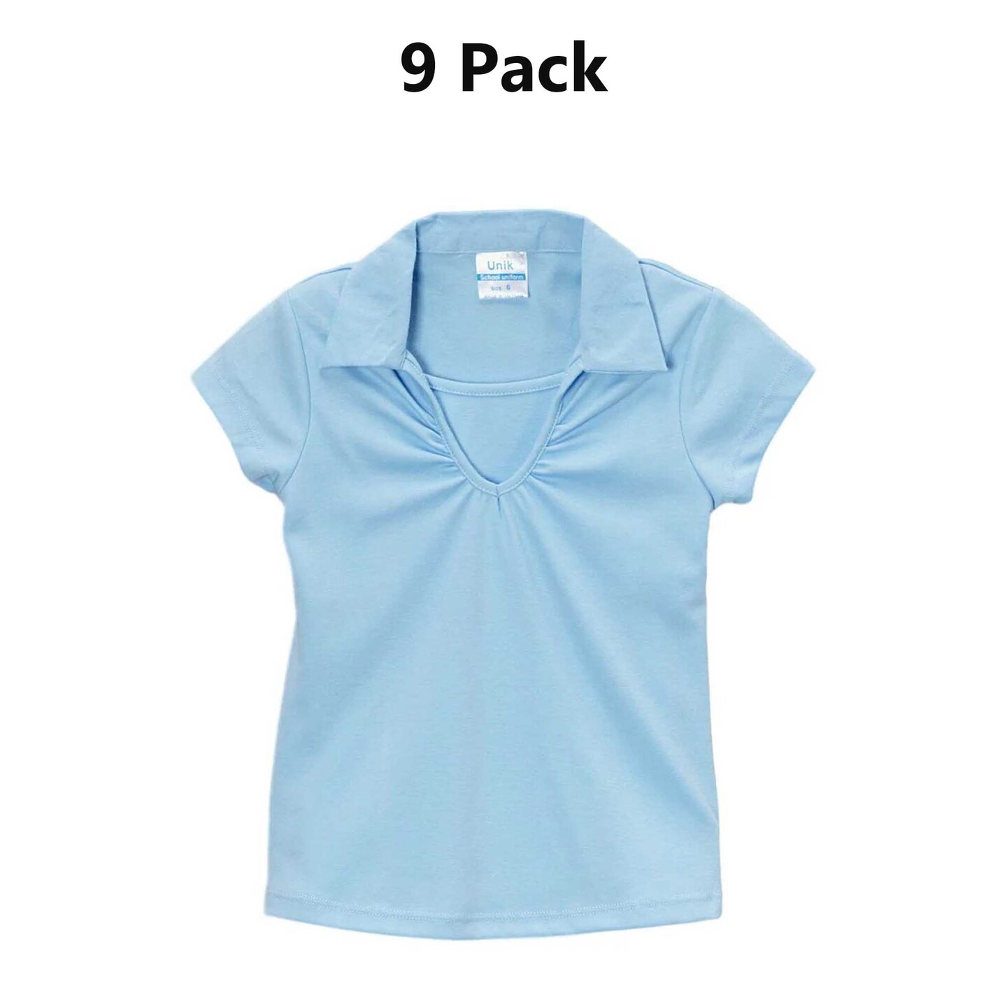 Girl's Uniform V Neck Collar Shirt, Size: 10 Years, Color: Sky Blue ...