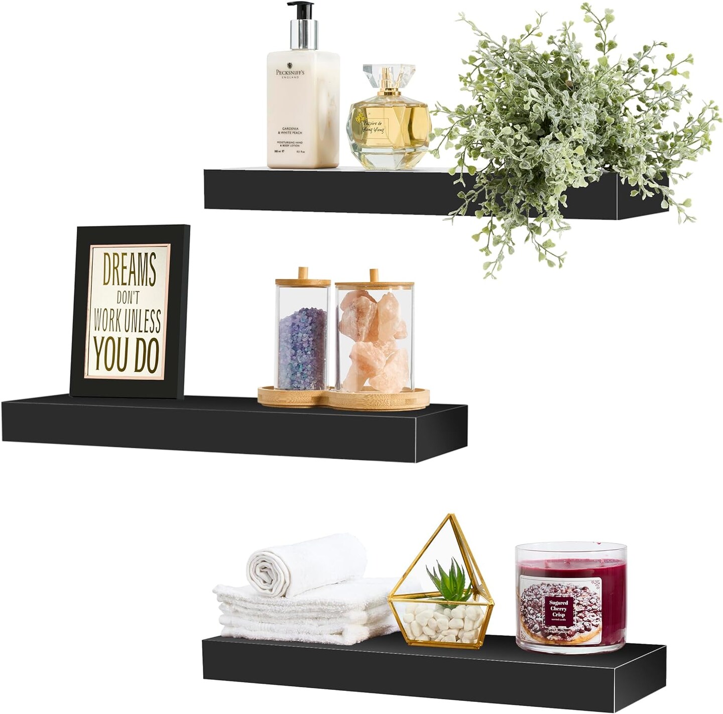 3 Pack 16 Inch Sorbus Coastal Rectangle Floating Shelves - for Home ...