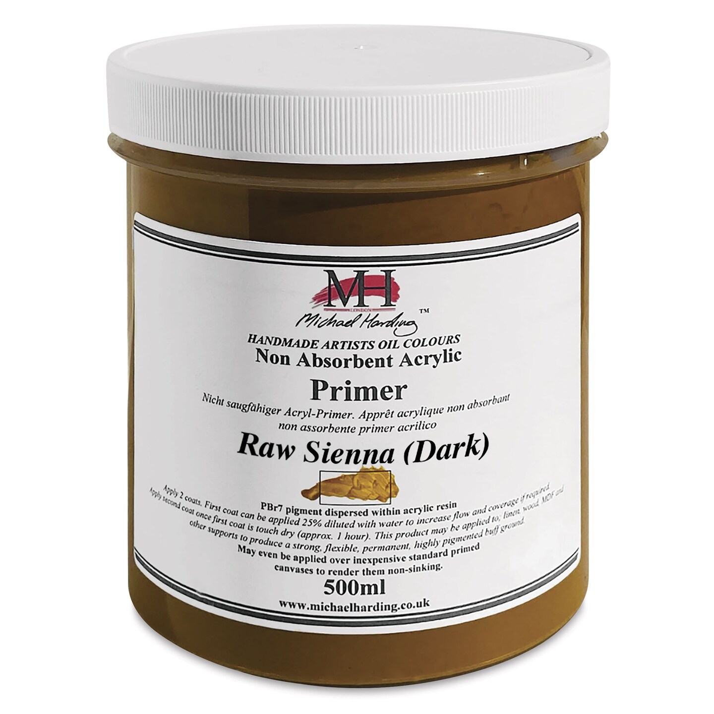 Michael Harding Non-Absorbent Acrylic Primer - Raw Sienna (Dark), 500 ...