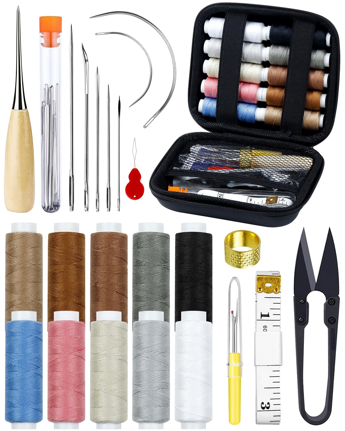 Upholstery Repair Sewing Kit: 47 Pieces Heavy Duty Sewing Kit with ...