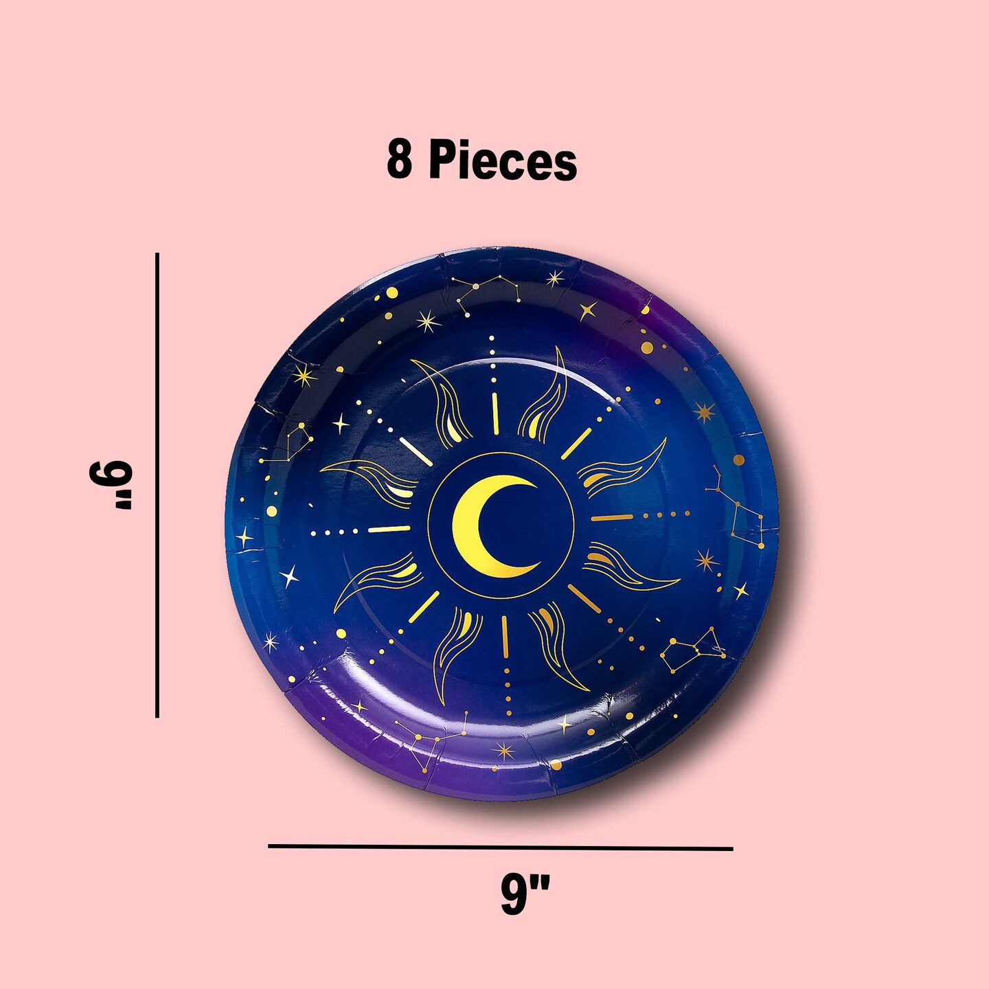 Celestial Sun and Moon Paper Dinner Plates 9 Inch 8 Count for Party ...