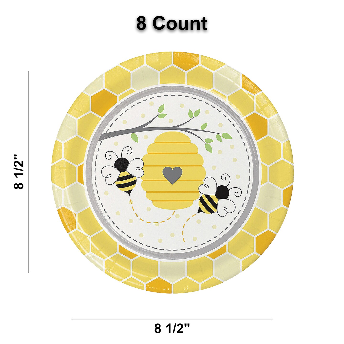8 Ct. Buzzing Bumblebee Party Paper Dinner Plates 8.1/2" Disposable ...