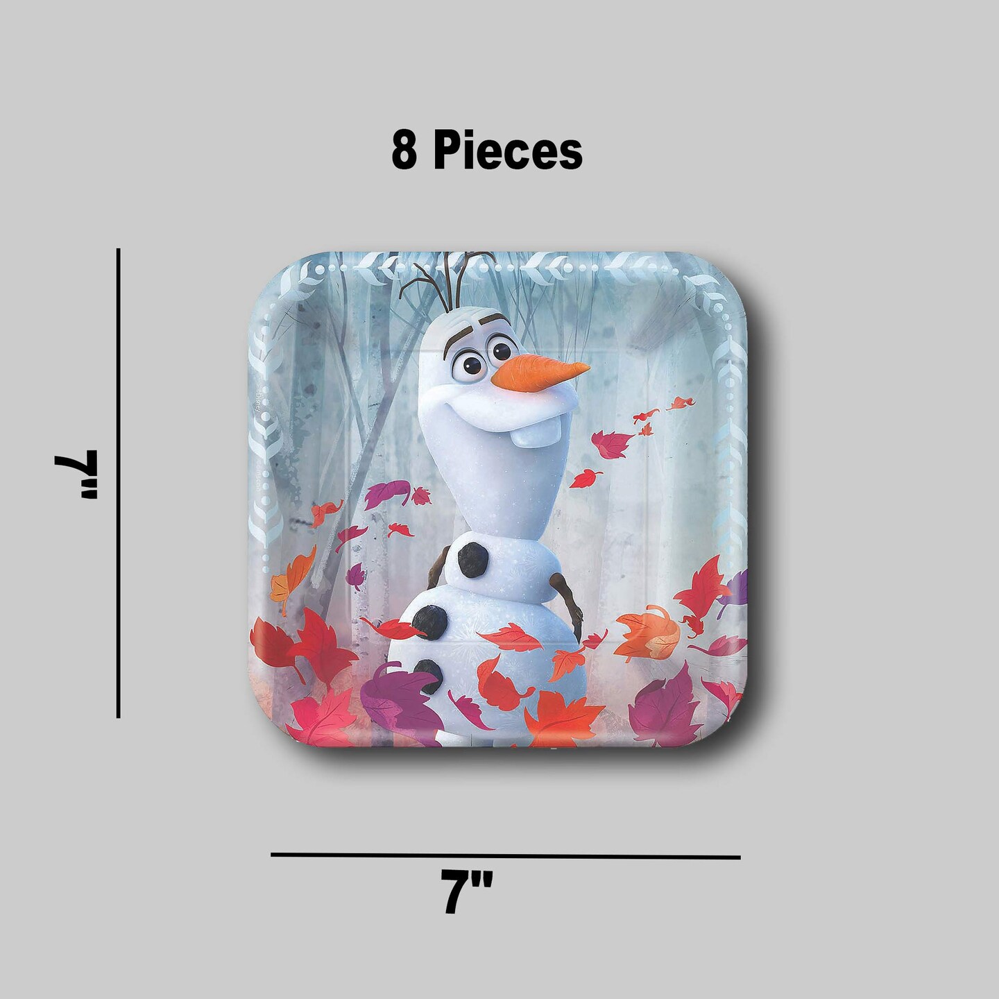 8 Ct. Disney’s Frozen II Olaf Square Paper Dessert Plates 7" Party ...