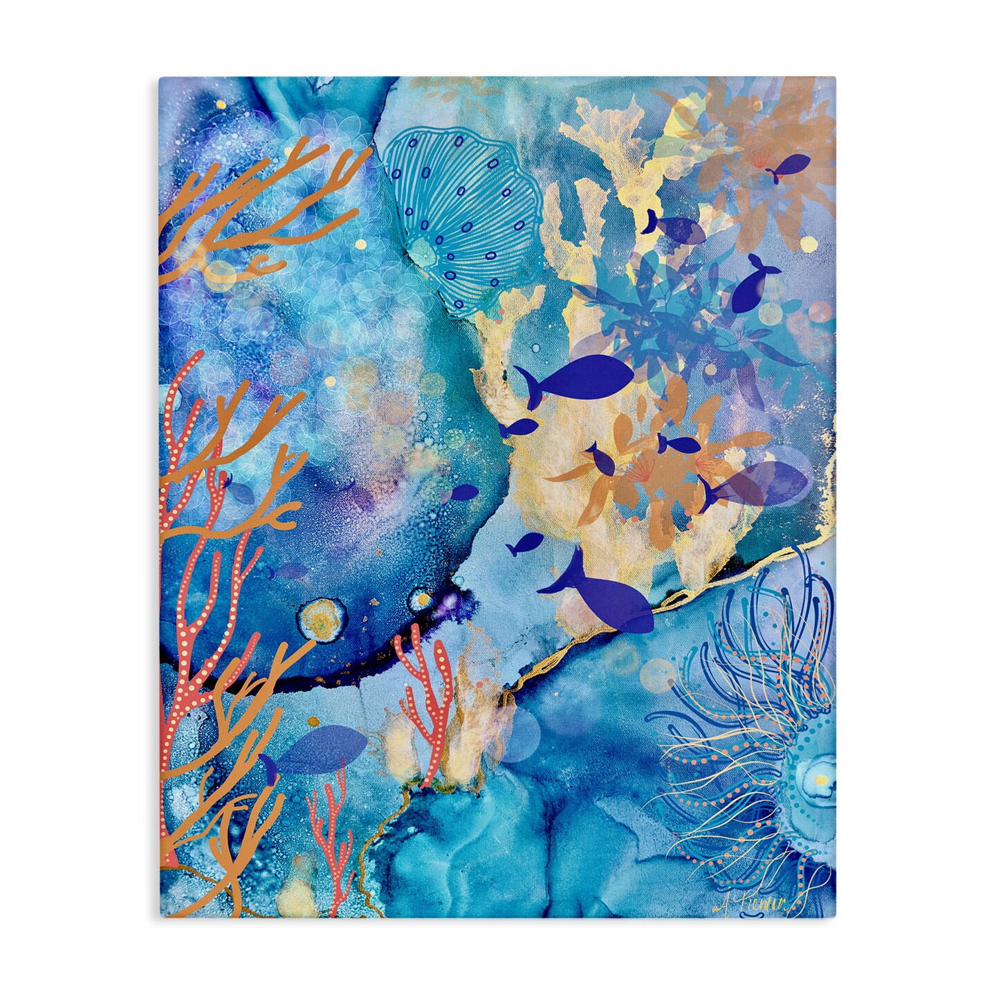 Stupell Industries Coral & Sea Life Collage Canvas Design by Amy Tieman ...