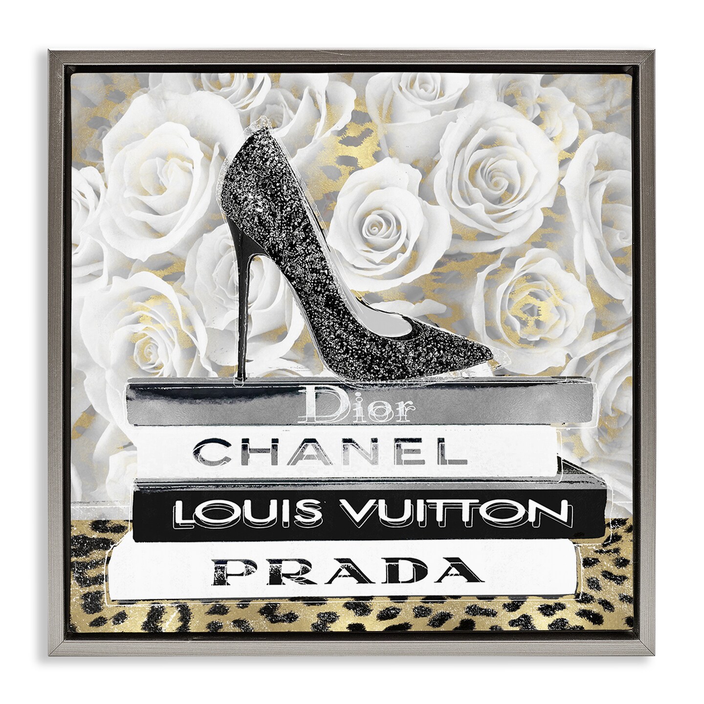 Stupell Industries Glam Heel on Roses Floating Frame Design by Madeline ...