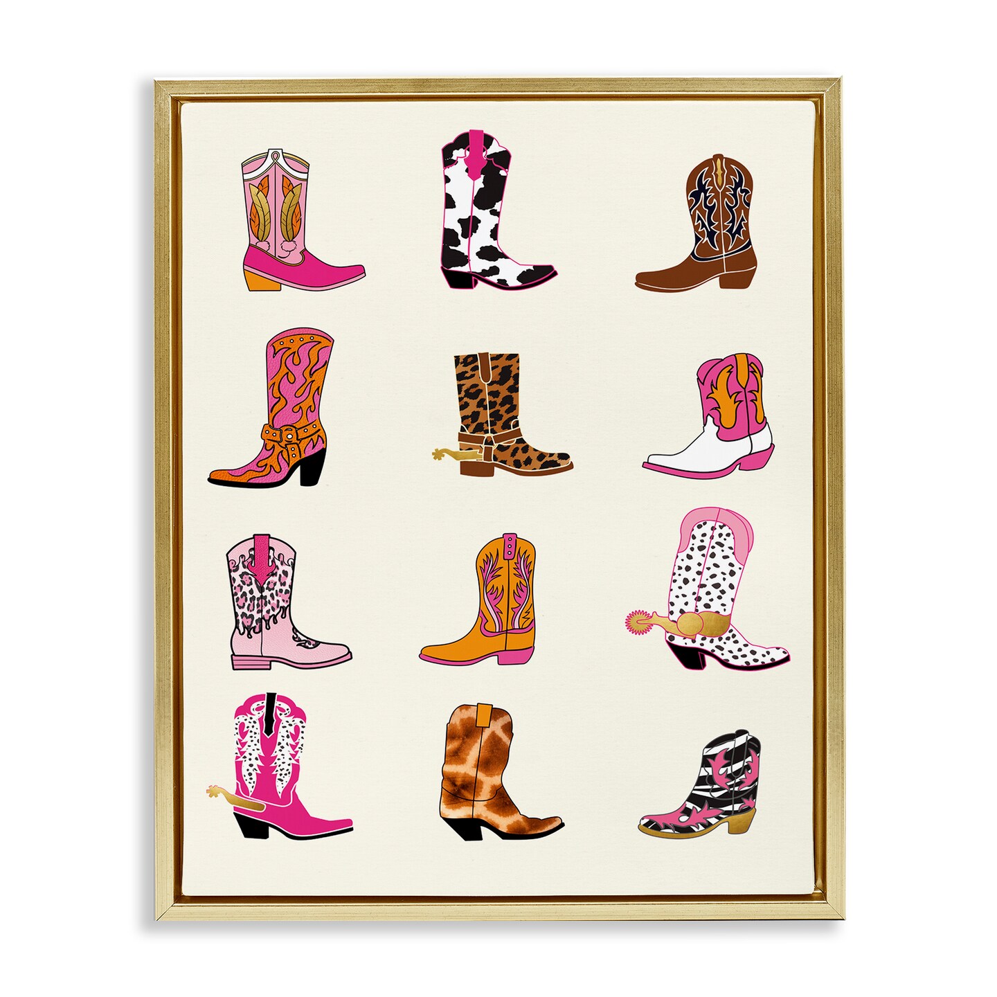 Stupell Industries Bright Cowboy Boots & Spurs Floating Frame Design by ...