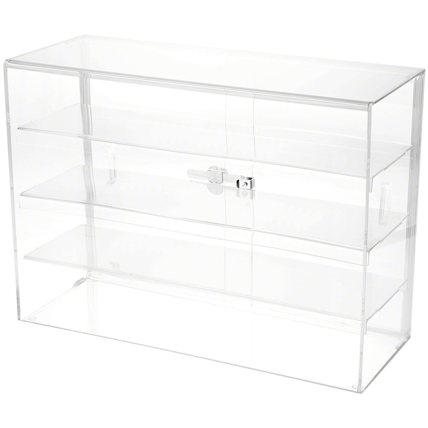 Plymor Clear Acrylic Locking Display Case with Sliding Back, 3 Shelves ...