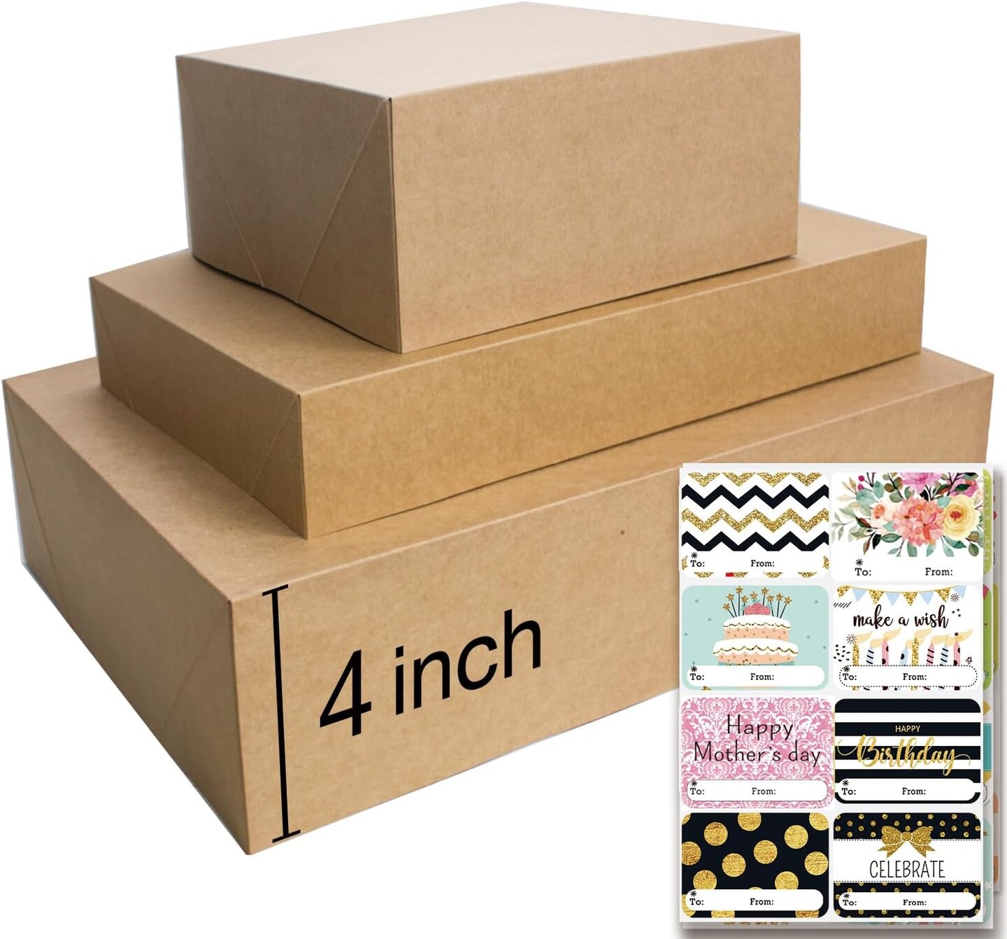 12 Rustic Kraft Gift Wrap Boxes with Lids for wrapping Large Clothes ...