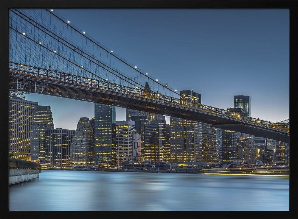 New York - Blue Hour over Manhattan - Michael Jurek 24x36 Black Framed Art | Home or Office Art ...