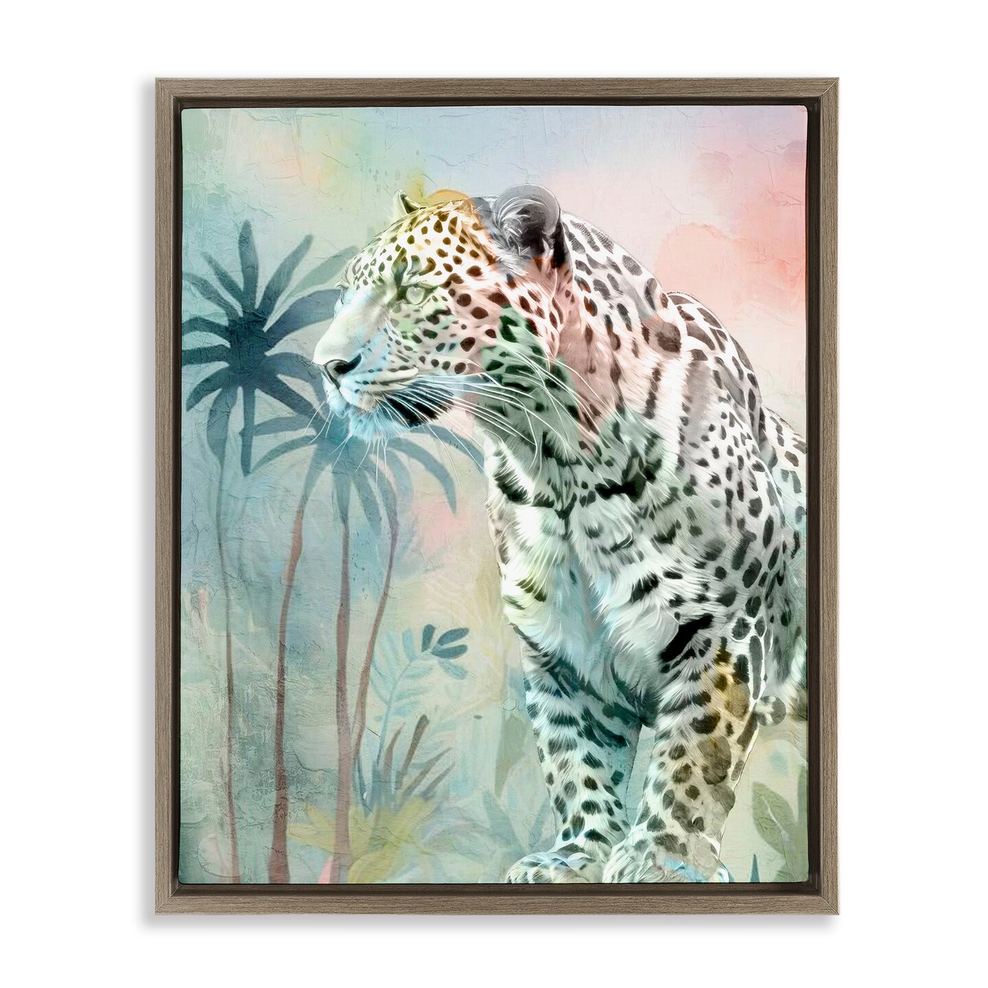 Stupell Industries Gazing Jungle Leopard Floating Frame Design by Kim ...