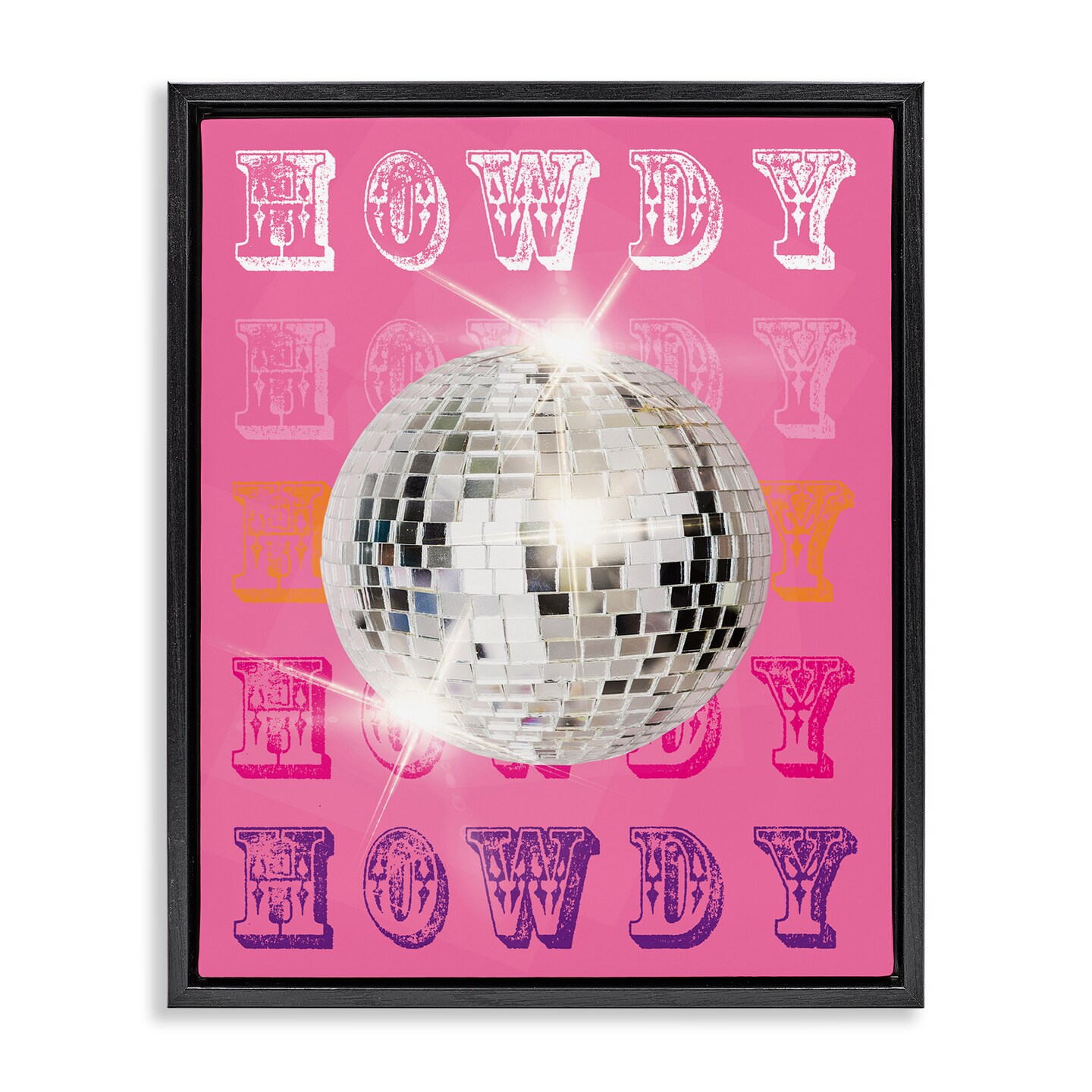 Stupell Industries Howdy Retro Disco Ball Floating Frame Design by ...