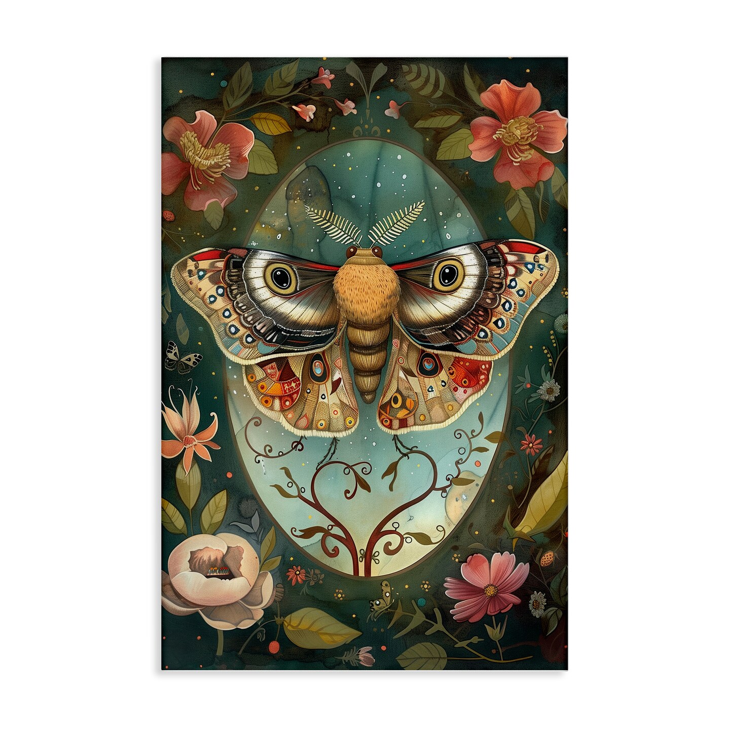 Stupell Industries Ornate Botanicals & Moth Canvas Design by The Dutch ...