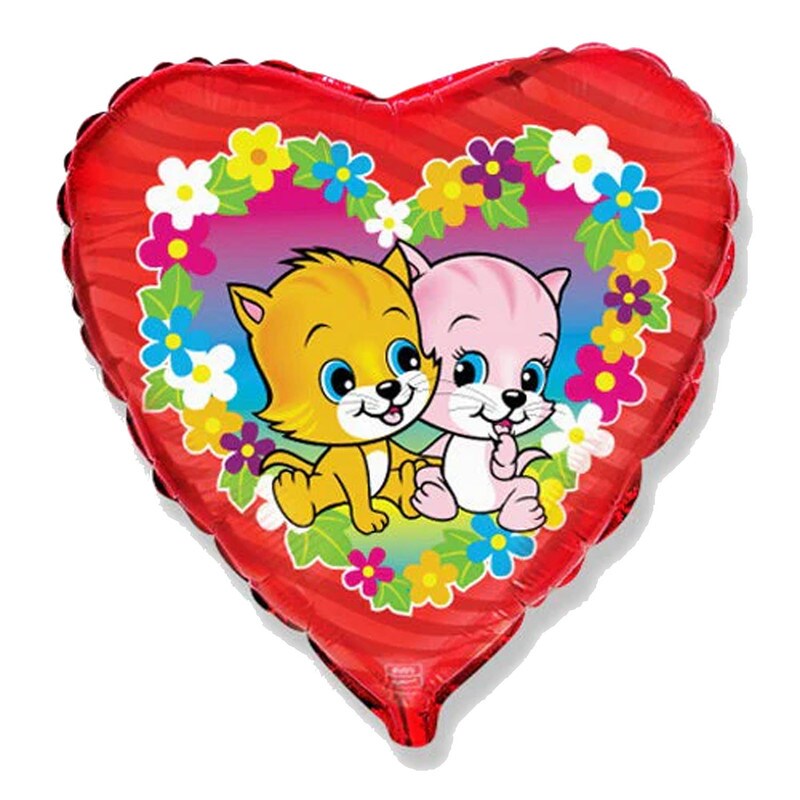 Flower Cats Foil Balloon Heart Shaped 18" Cat Party Theme | Michaels