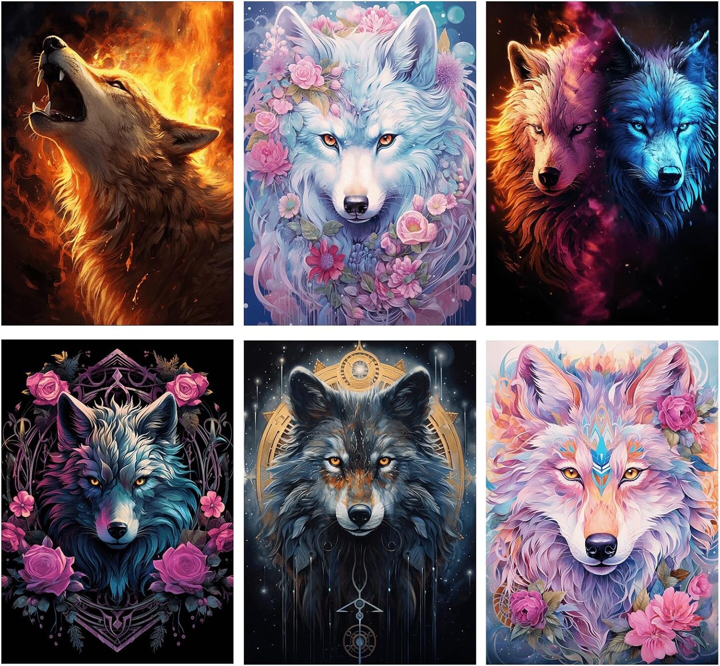 6 Pack Wolf Diamond Art Painting Kits for Adults 5D Diamond Art Kit for ...